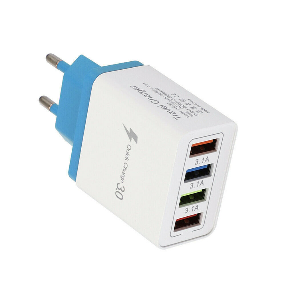Зарядное устройство с 4 USB-портами, 3,1 А, многопортовое зарядное устройство для телефонов, удобное для путешествий.