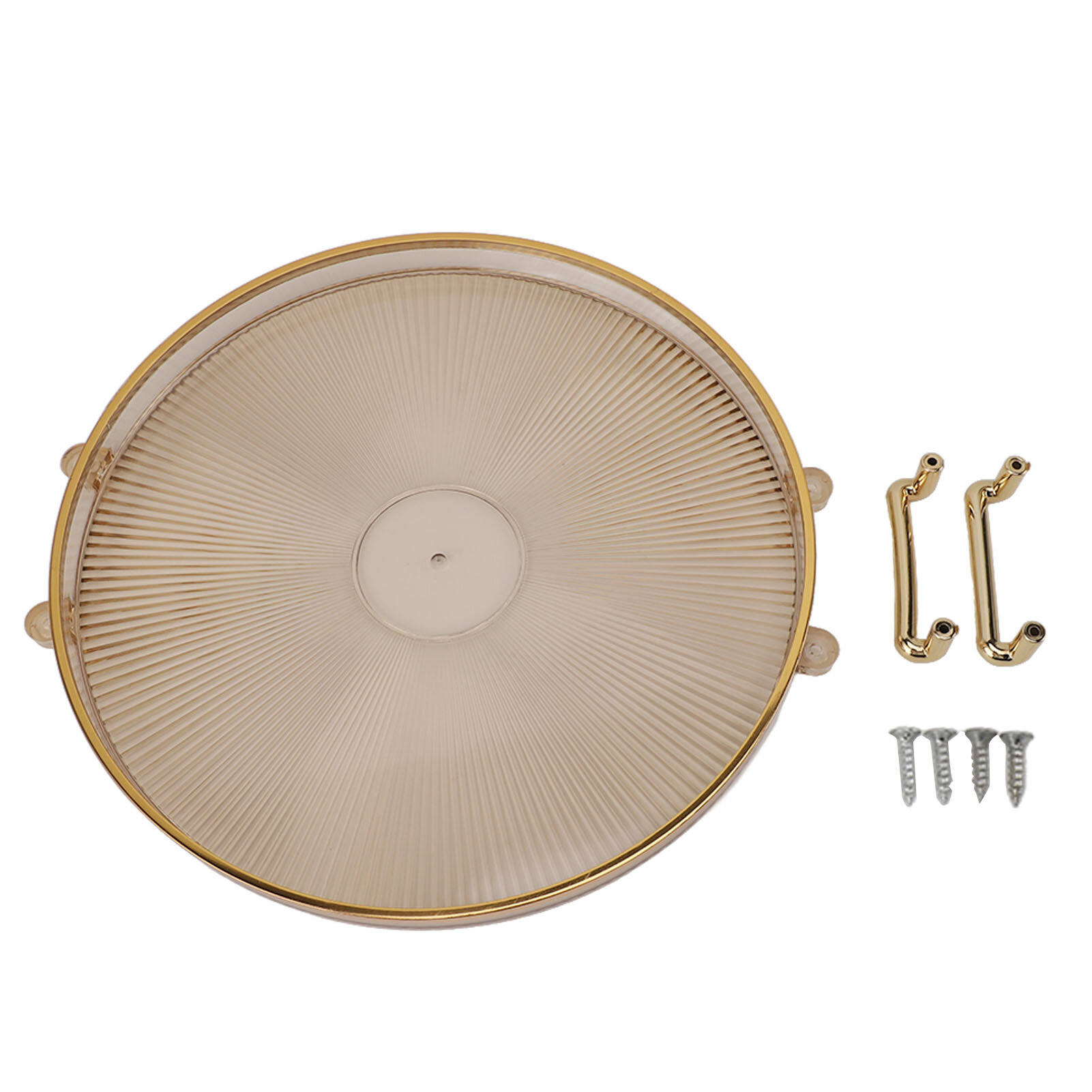 Круглый поднос с золотой ручкой элегантный многофункциональный золотой ободок, подающий поднос для фруктовых десертов янтарь