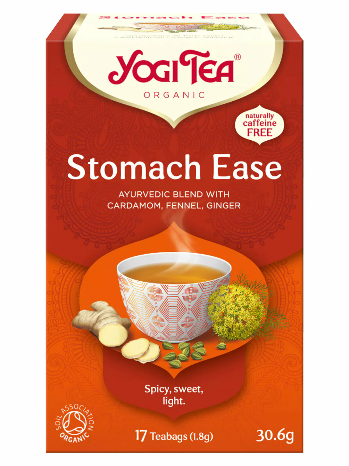 Чай в пакетиках Yogi Tea Stomach Ease Кардамон, Фенхель, Имбирь, 17 пакетиков