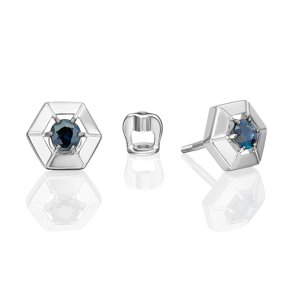 Серьги, белое золото, 585 проба, сапфир