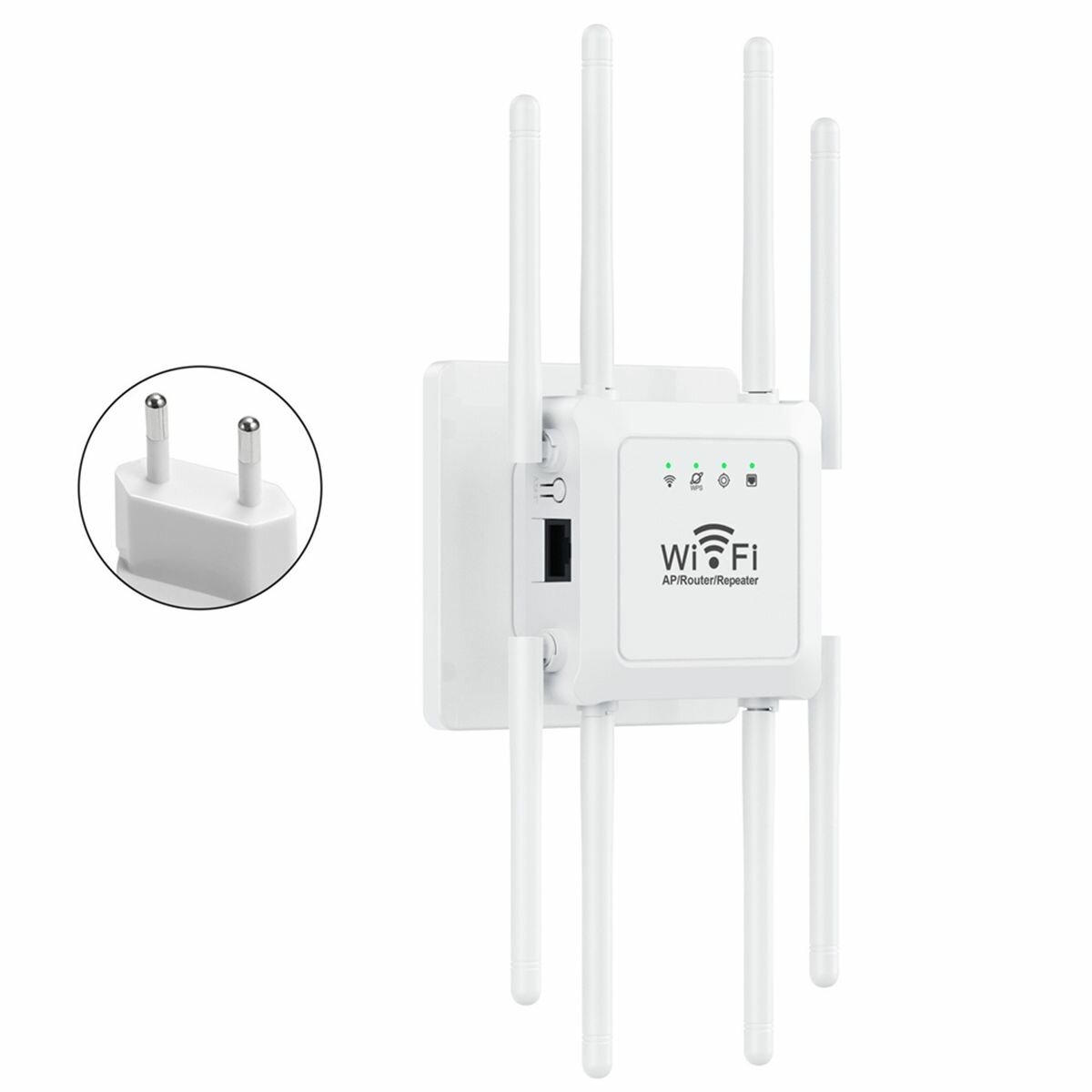 8-антенный беспроводной ретранслятор Wi-Fi, усилитель сигнала 300 Мбит/с, вилка европейского стандарта