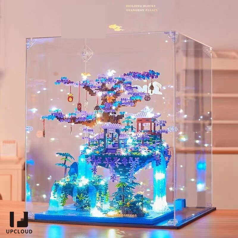 Конструктор пластиковый/Сказочный павильон/Домик на дереве с сакурой+Акриловая коробка