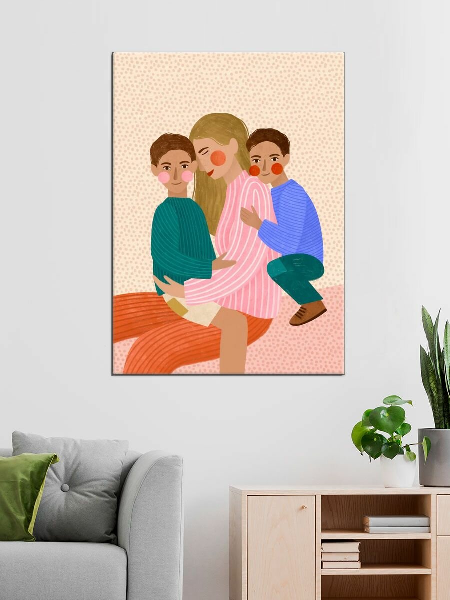 Картина на стену "Иллюстрация семья", 50х70 см