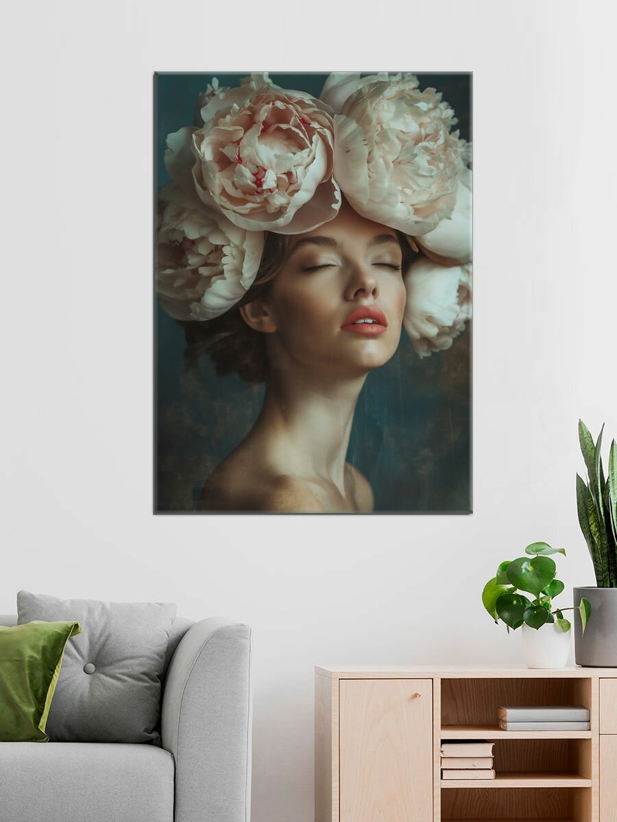 Картина на стену "Девушка в пионах", 30х40 см