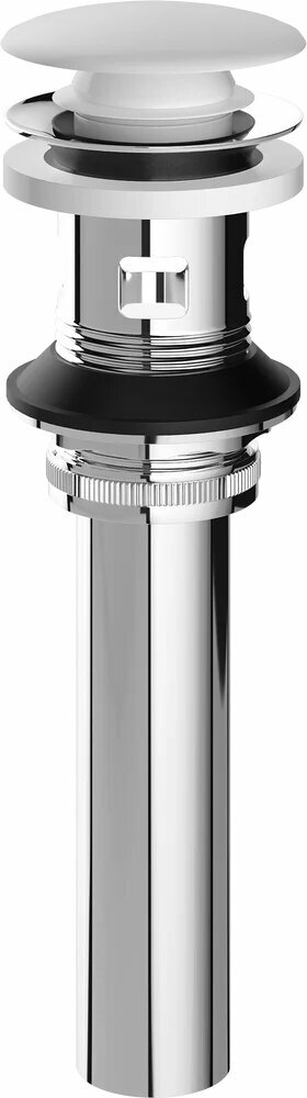 Донный клапан для раковины EWRIKA HFEW06120 с переливом, белый, глянцевый, с системой клик-клак, из нержавеющей стали