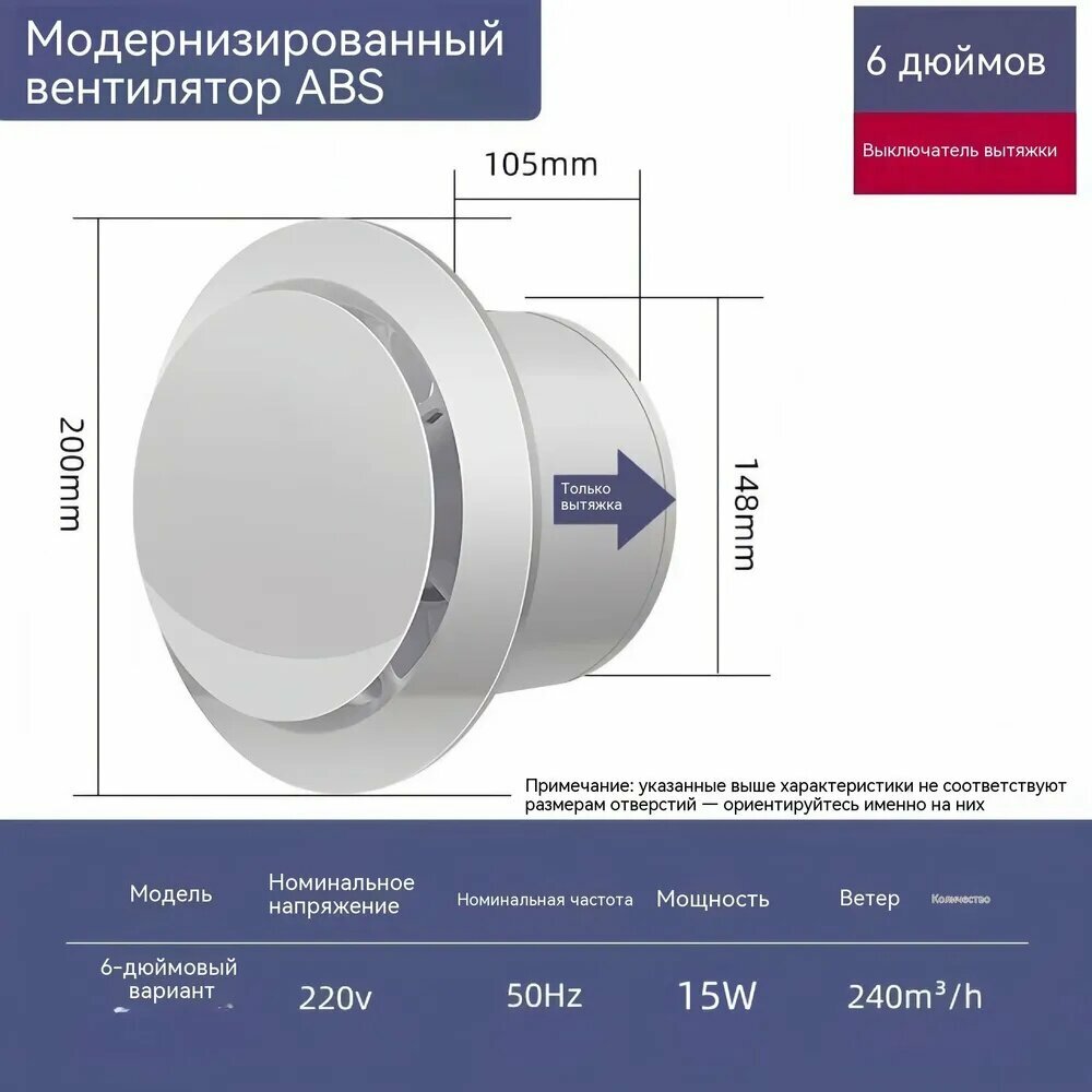 Вытяжной вентилятор с дистанционным управлением, канальный вентилятор диаметром 150 мм