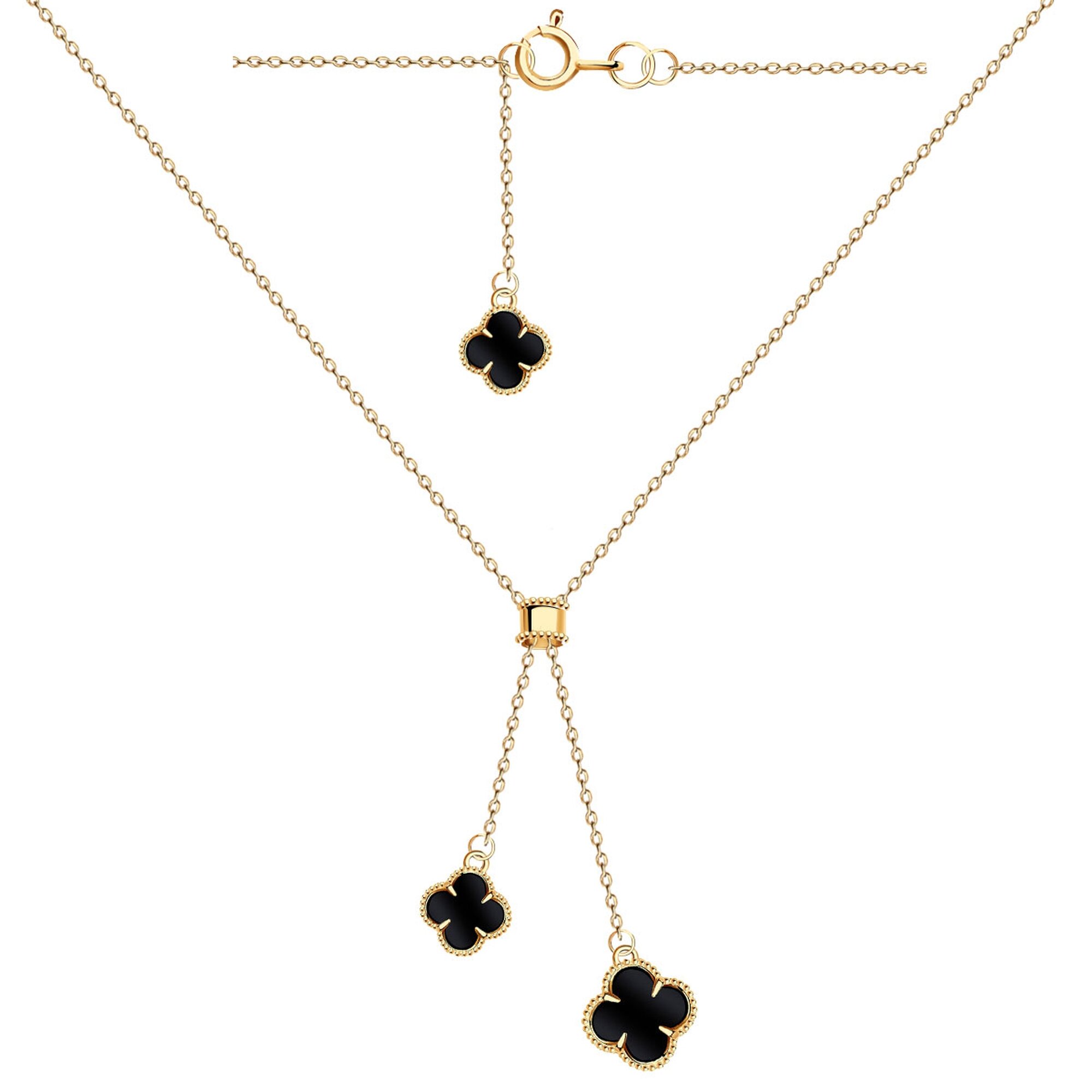 Колье, красное золото, 585 проба, оникс