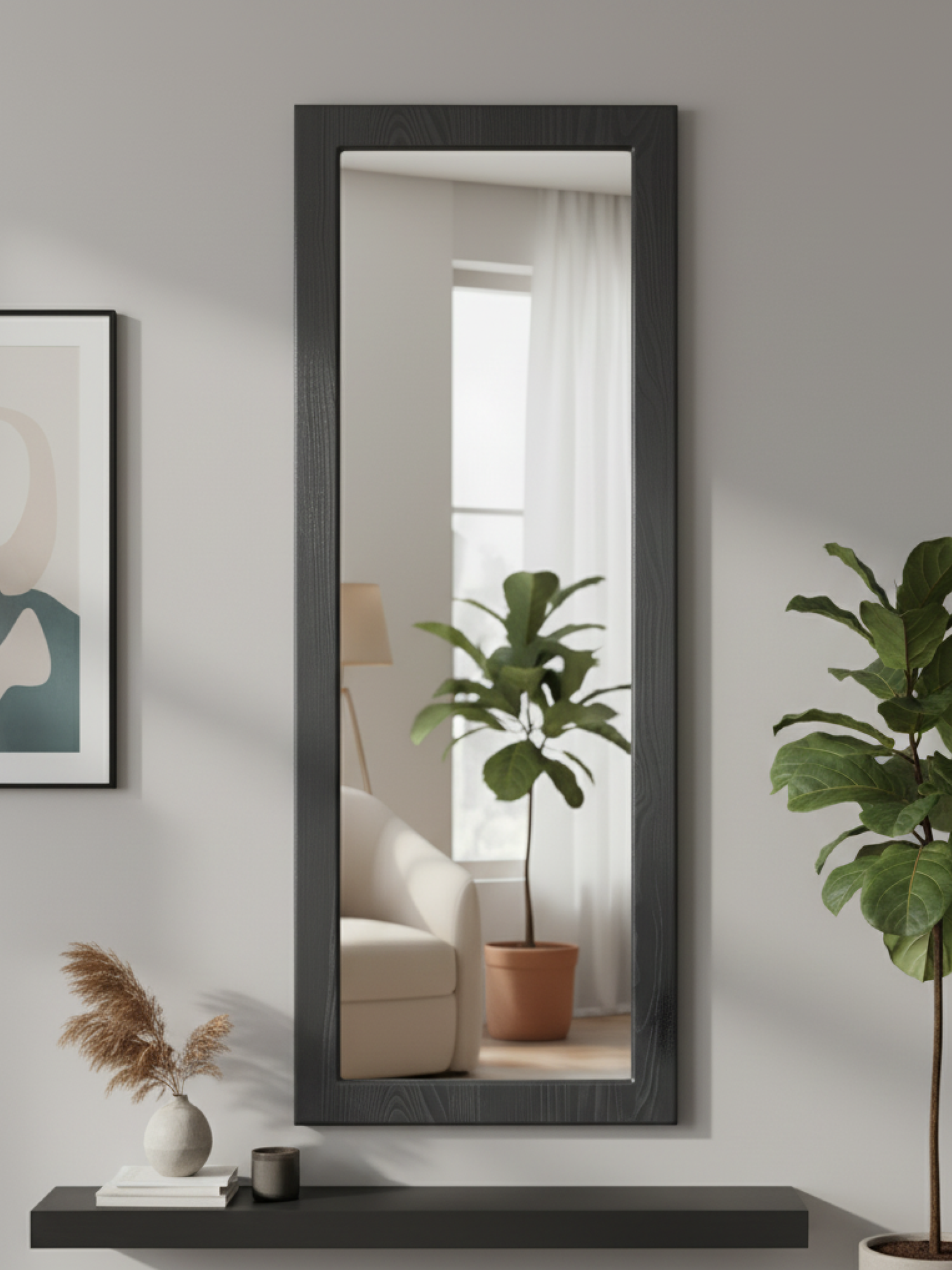 Зеркало настенное в прихожую прямоугольное с рамой Магия классики МДФ 112х38,5 см венге