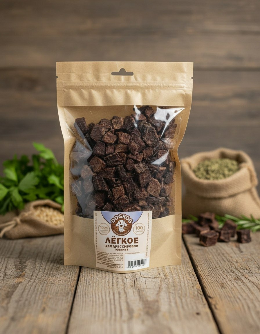 Лёгкое говяжье сушёное для дрессировки (мелкая нарезка), 100 гр, натуральное лакомство для собак и кошек, DOGROG