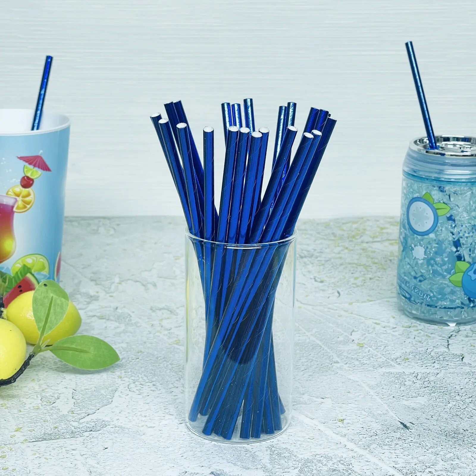 Трубочка для коктейля «Волшебство» 19,5 см, синий, набор 25 шт, картон