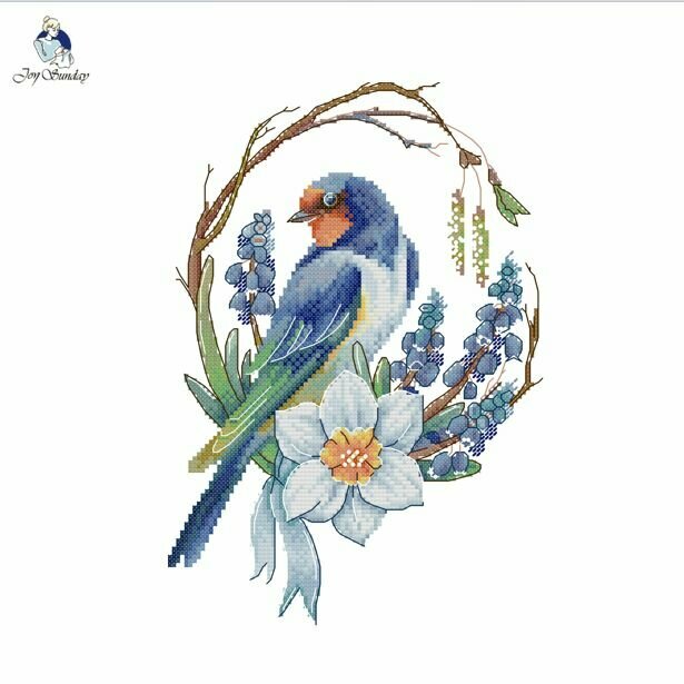 Joy Sunday Набор для вышивания крестом Птицы Венок 14CT