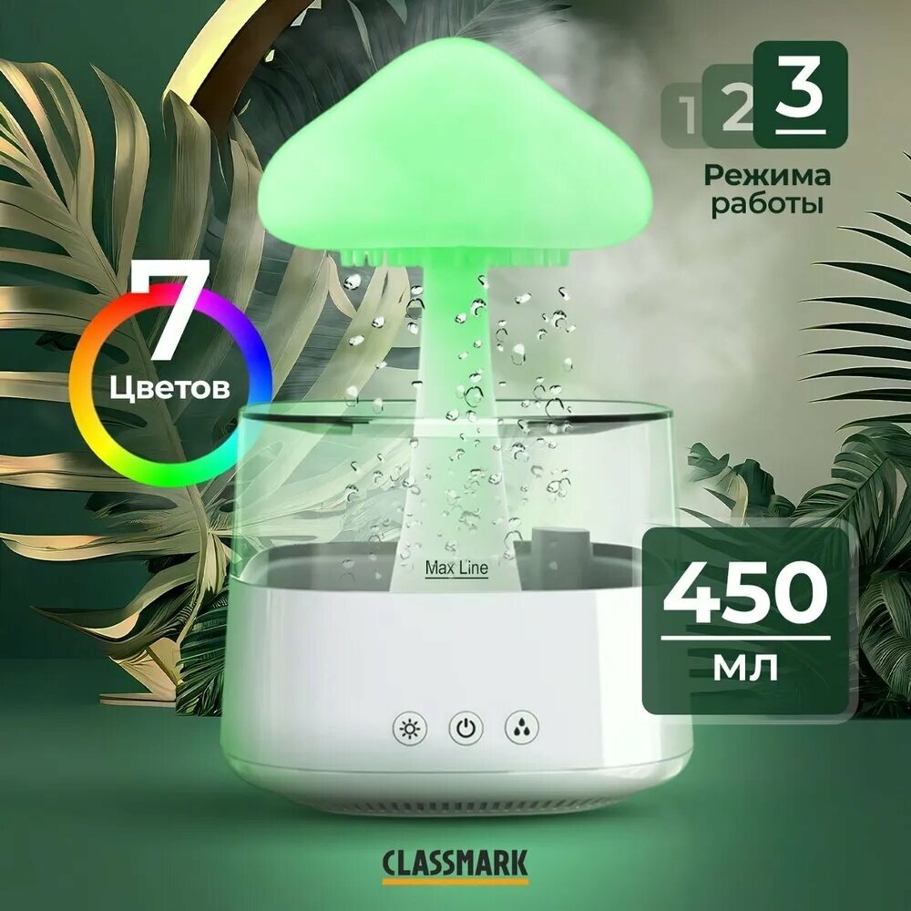 Увлажнитель воздуха 199179559_CLASSMARK_HUMIDIFIERS_DiffuserNightLight_Mushroom, белый