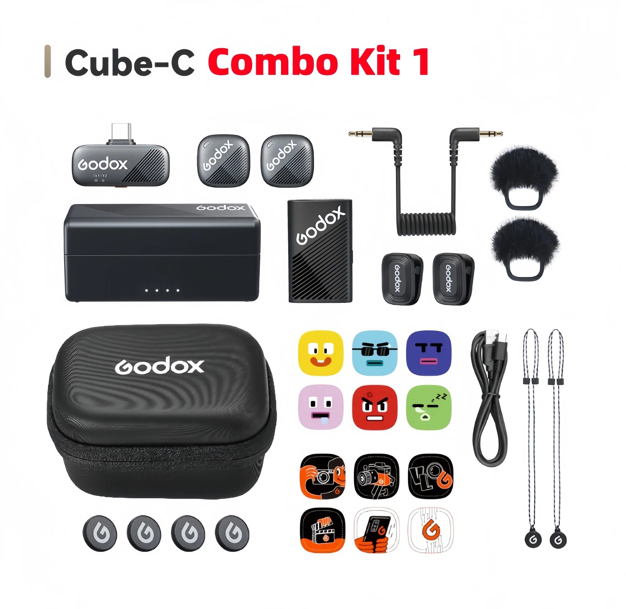 Беспроводная микрофонная система Godox Cube-C, Black Combo Kit 1