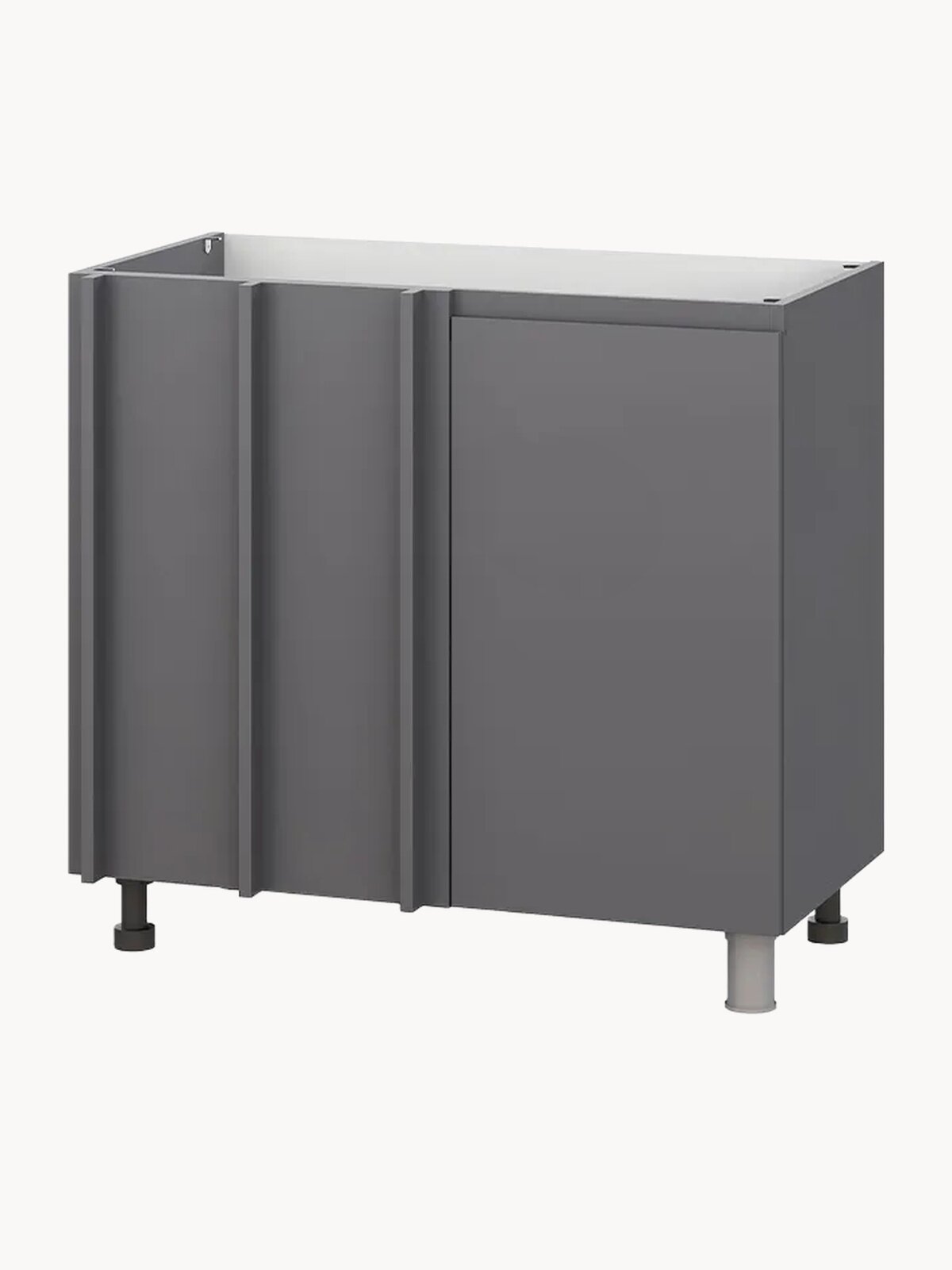 Шкаф угловой ARNIKA "Довер", ЛДСП, серый, с хромированной фурнитурой, 476x888x82 см