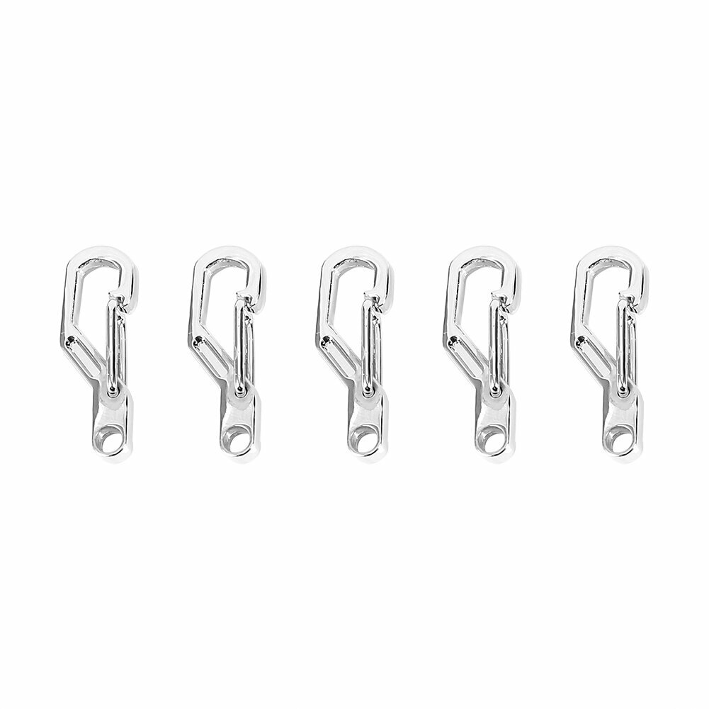 5PCS/Bag EDC Alloy Outdoor Mini Spring Hook Keychain Carabiner Key Ring Clips Hook(silver)