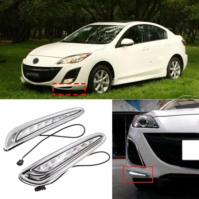 Фары автомобильные, Огни дневные ходовые, 1 шт, арт. 2010-2013 Mazda 3 дневных ходовых огня белый свет