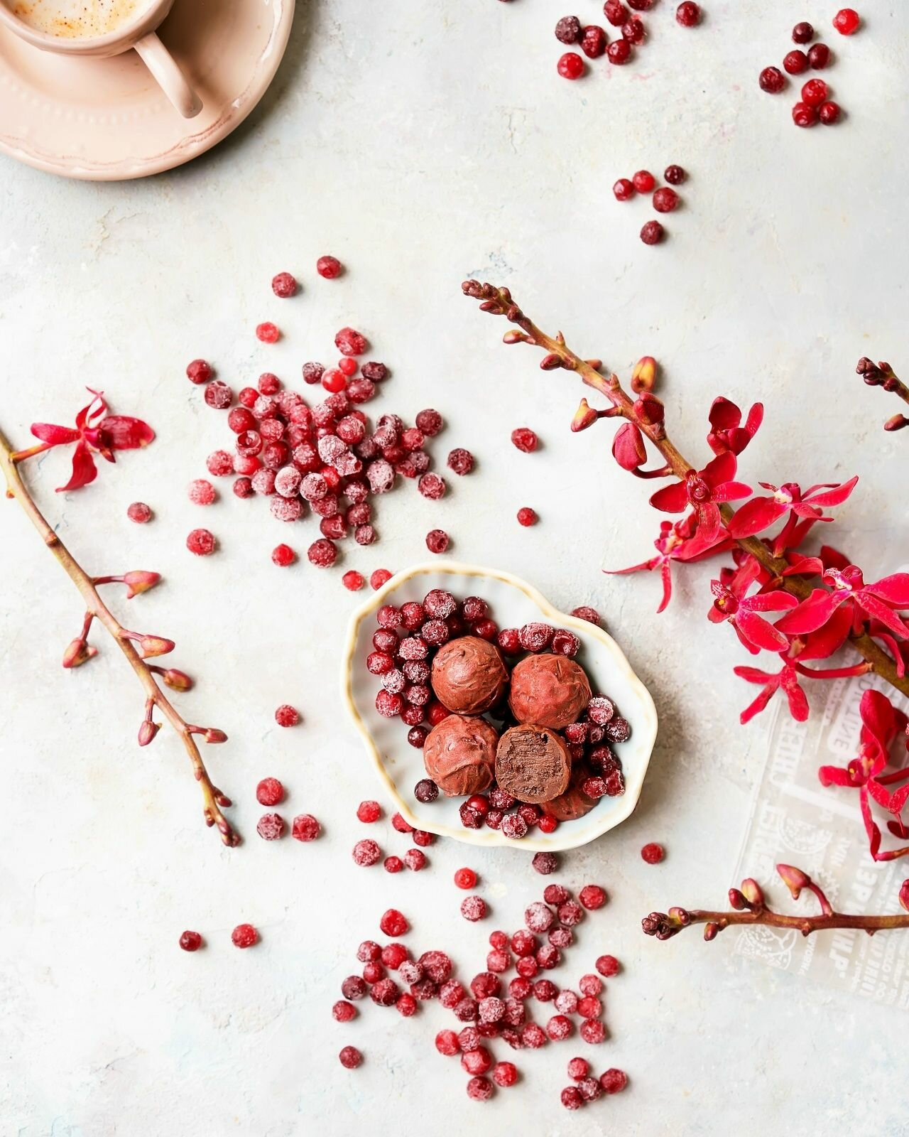 Конфеты Приморский кондитер "Трюфель с клюквой и коньяком " на какао-масле ручной работы 6шт подарочная коробка
