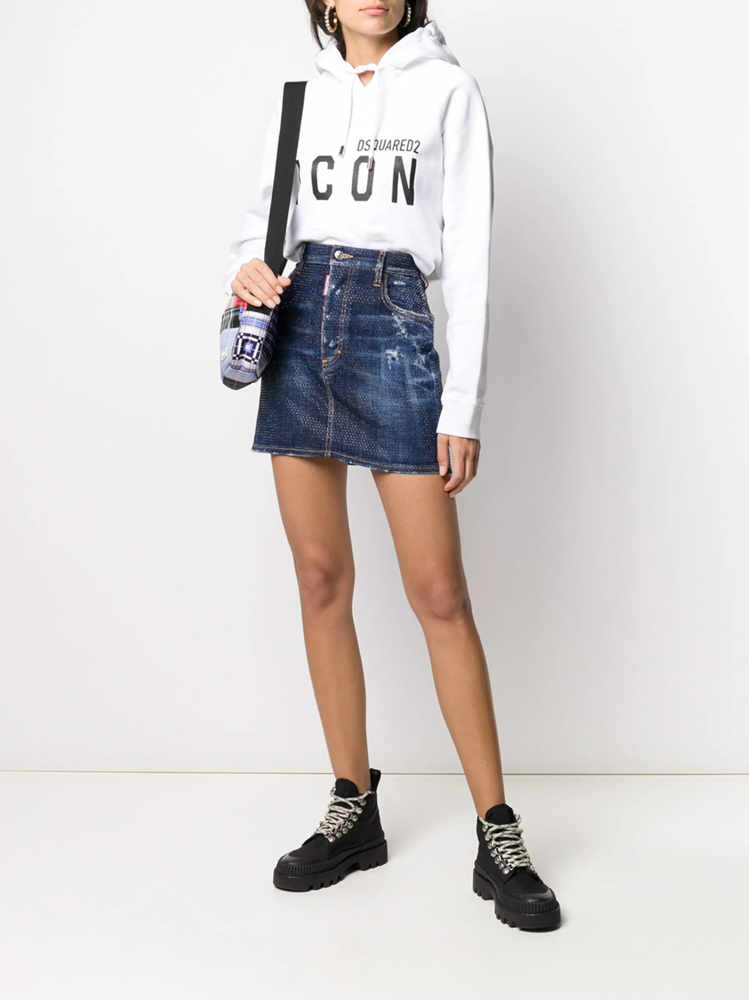 Худи DSQUARED2 Icon, размер 44, , бежевый/белый — фото 1