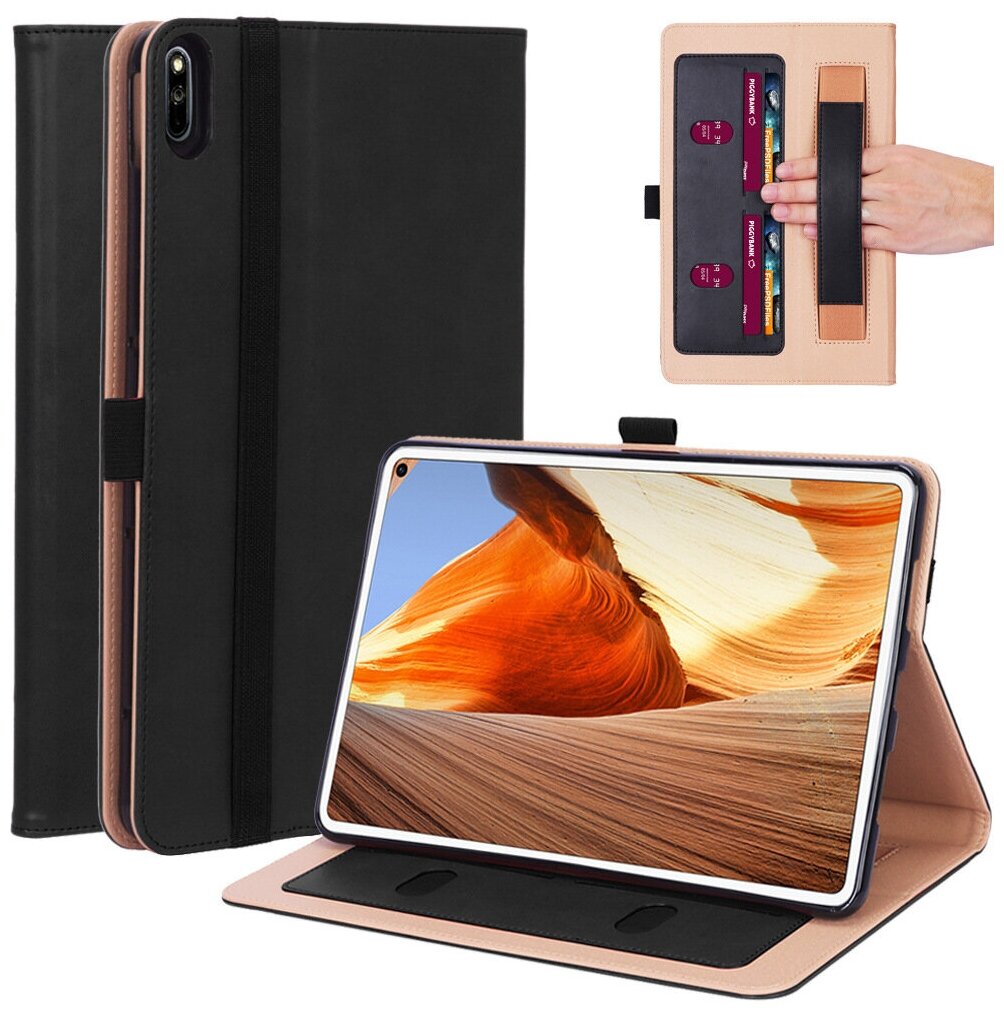 Чехол Чехол. ру для Huawei MatePad Pro 5G LTE 10.8 (MRX-W09) / Huawei MatePad Pro 10.8 (2021) WRR-W09 с визитницей и держателем для руки черныйнатур.
