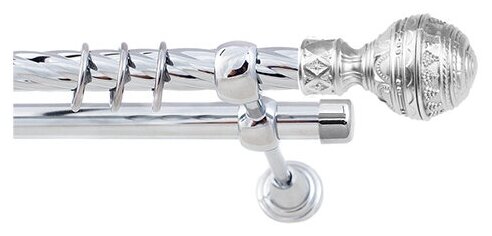 Карниз металлический Винтаж, 2-рядный, витой, D-19/19 мм, цвет Хром, 3 м.
