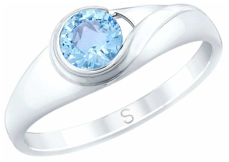 Кольцо, серебро, 925 проба, родирование, топаз