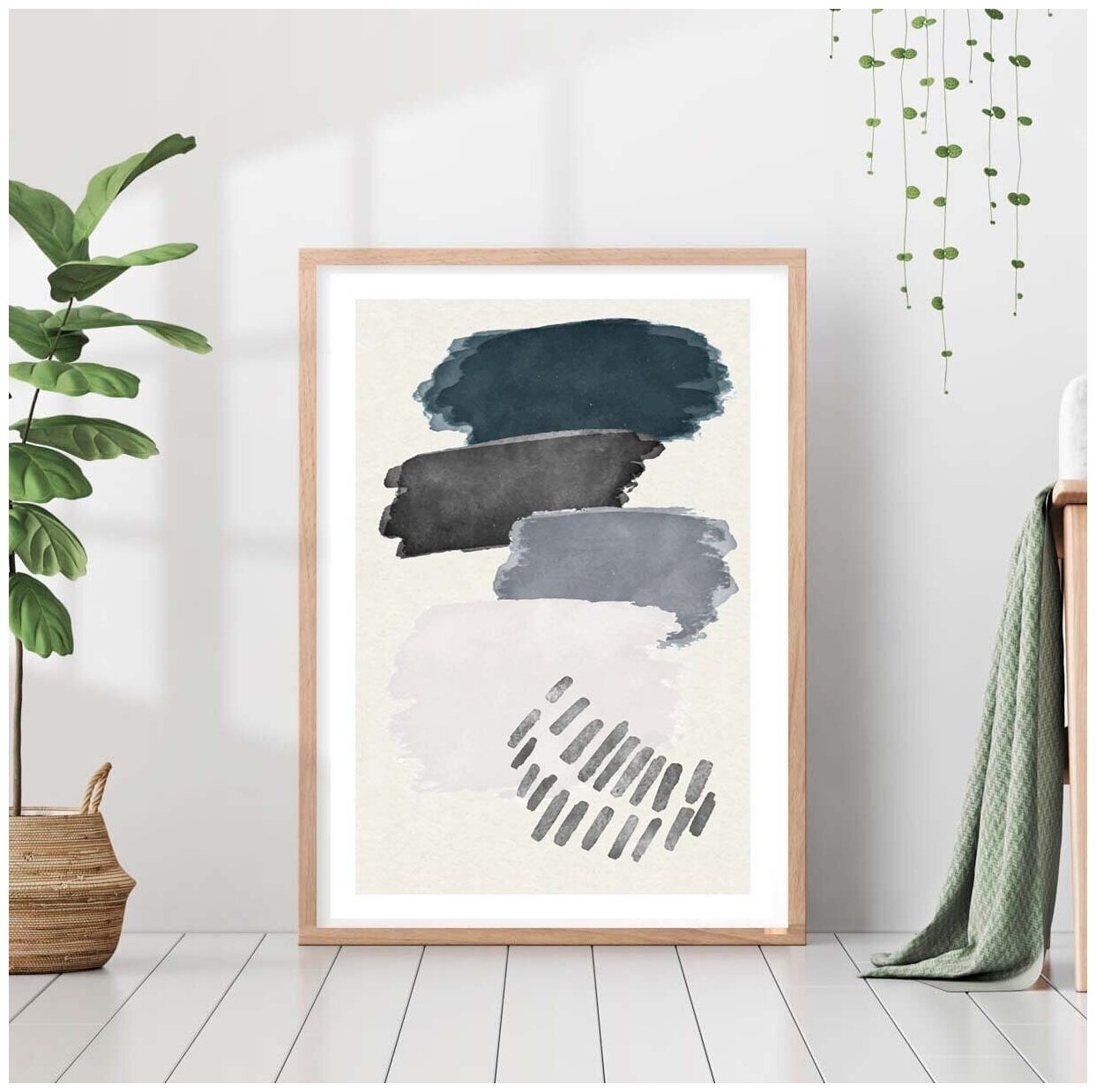 Постер "Абстракция оттенки серого" 40x50 без рамки на стену для интерьера