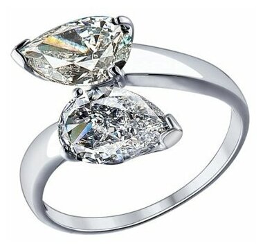 Кольцо, серебро, 925 проба, родирование, фианит