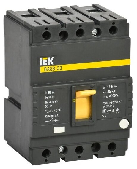 Автоматический выключатель силовой Iek 3п 63А 35кА ВА 88-33, SVA20-3-0063