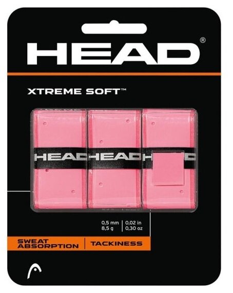 Овергрип Head Xtreme Soft (розовый), арт.285104-PK, 0.5 мм, 3 шт, розовый