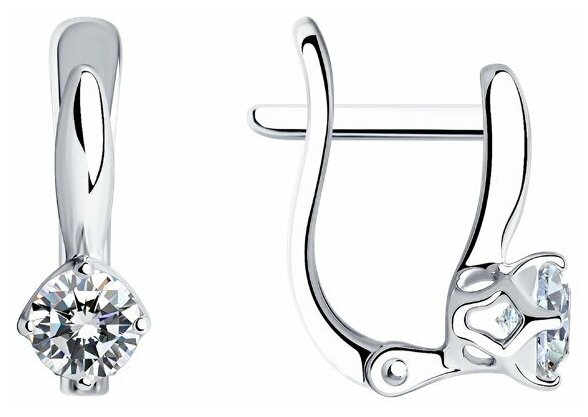 Серьги, серебро, 925 проба, родирование, фианит