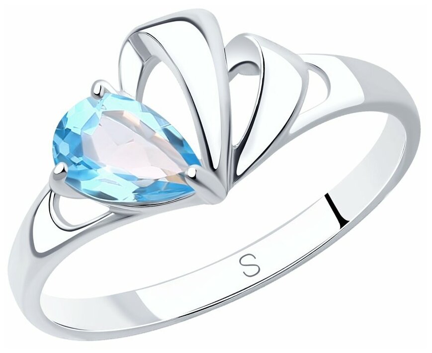 Кольцо, серебро, 925 проба, родирование, топаз