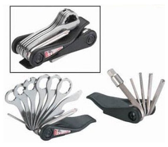 Набор ключей, складной Bike Hand BIKEHAND YC-280, шестигранники 2/2.5/3/4/5/6/8мм, отвертки +/-, накидные ключи, ключ для спиц