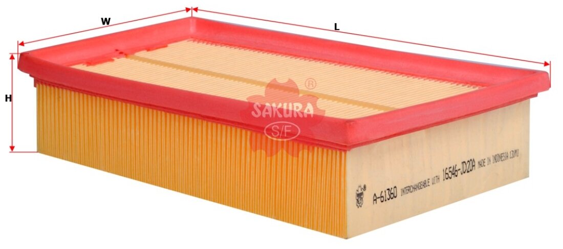 SAKURA Automotive a61360 (165466131R / 16546JD20A / 16546JD20B) фильтр воздушный Nissan (Ниссан) x-trail 2.0 2007 - 2013 Nissan