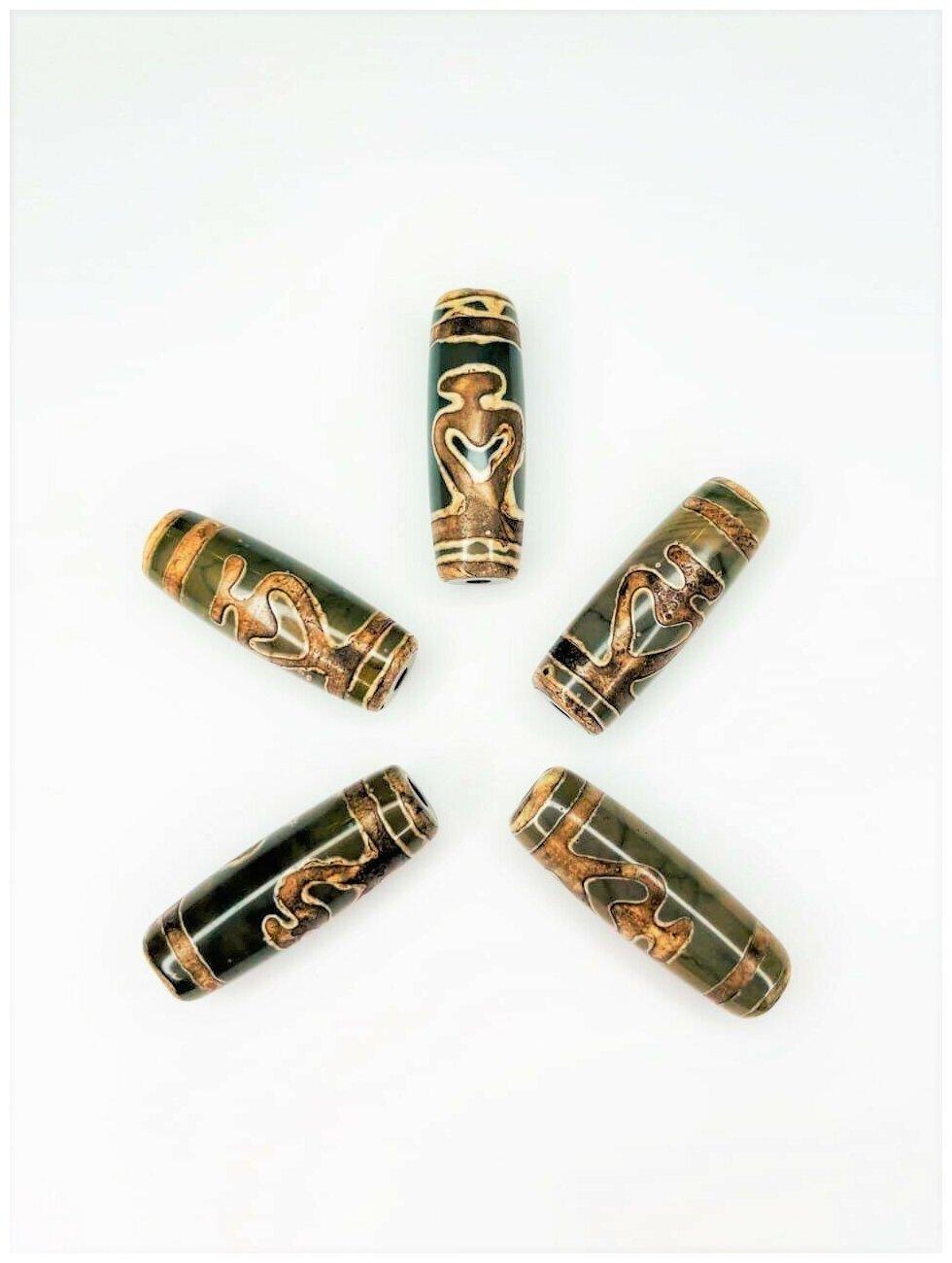 Бусина Дзи Бумпа / Нектарный Сосуд Богатства и Долголетия / Агат - 1 шт.