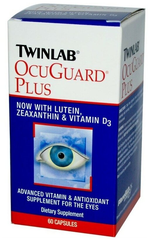 Витамины и антиоксиданты для поддержания зрения TWINLAB OcuGuard Plus 60капс.