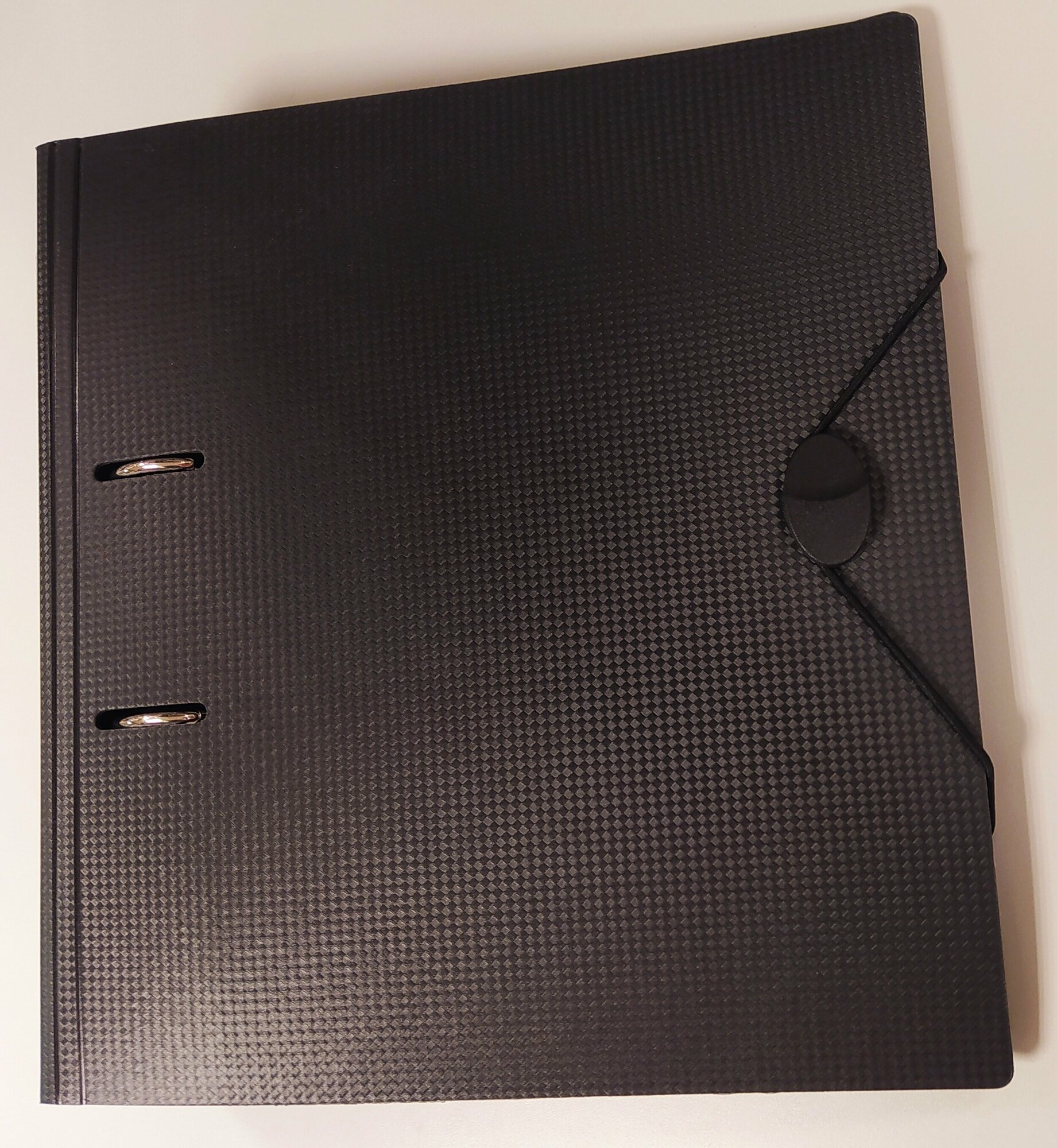 Папка-регистратор А4 75мм на резинке с внутренним карманом, полифом, черный, 1шт.