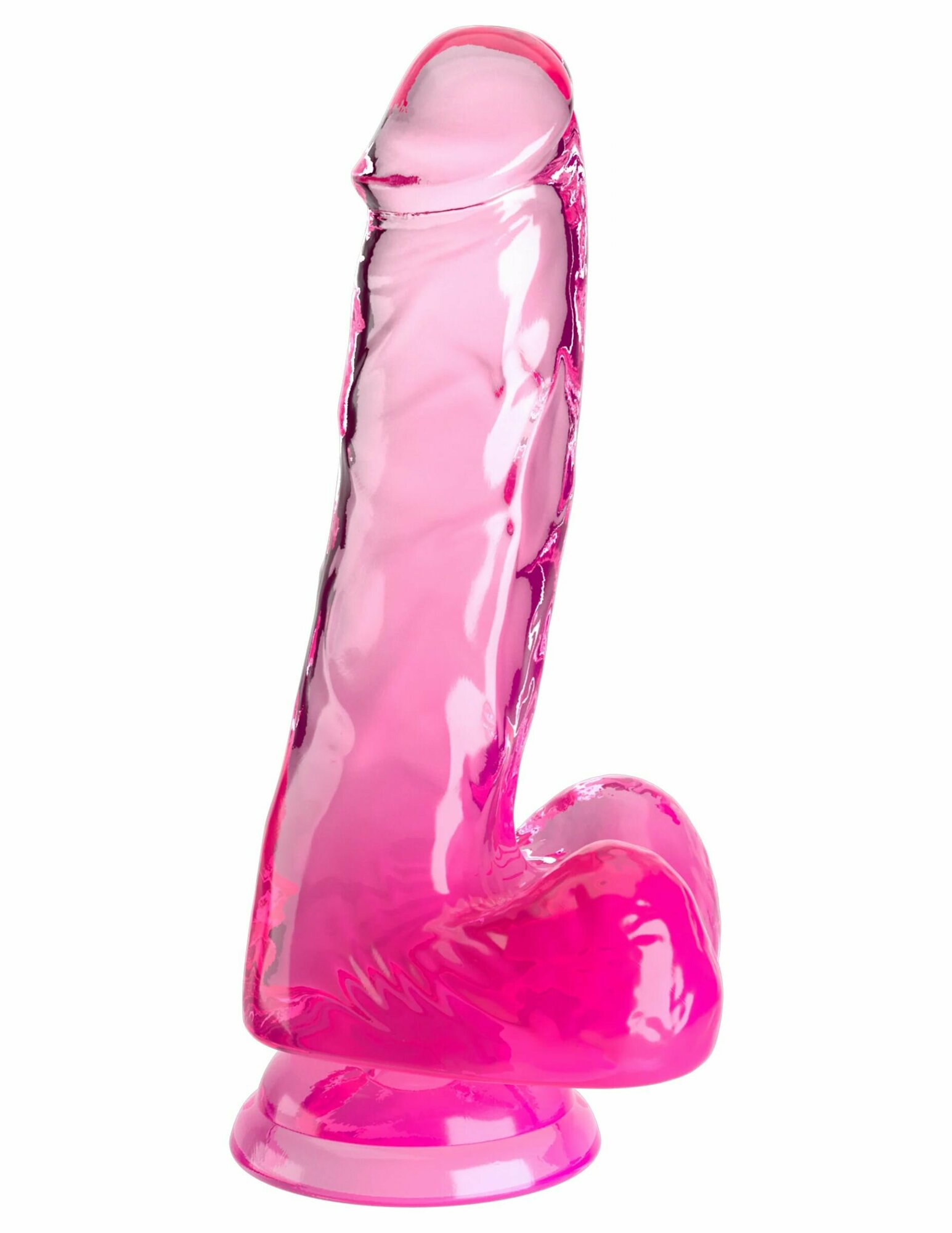 Фаллоимитатор с мошонкой на присоске Pipedream King Cock Clear 6’’ Cock with Balls, розовый