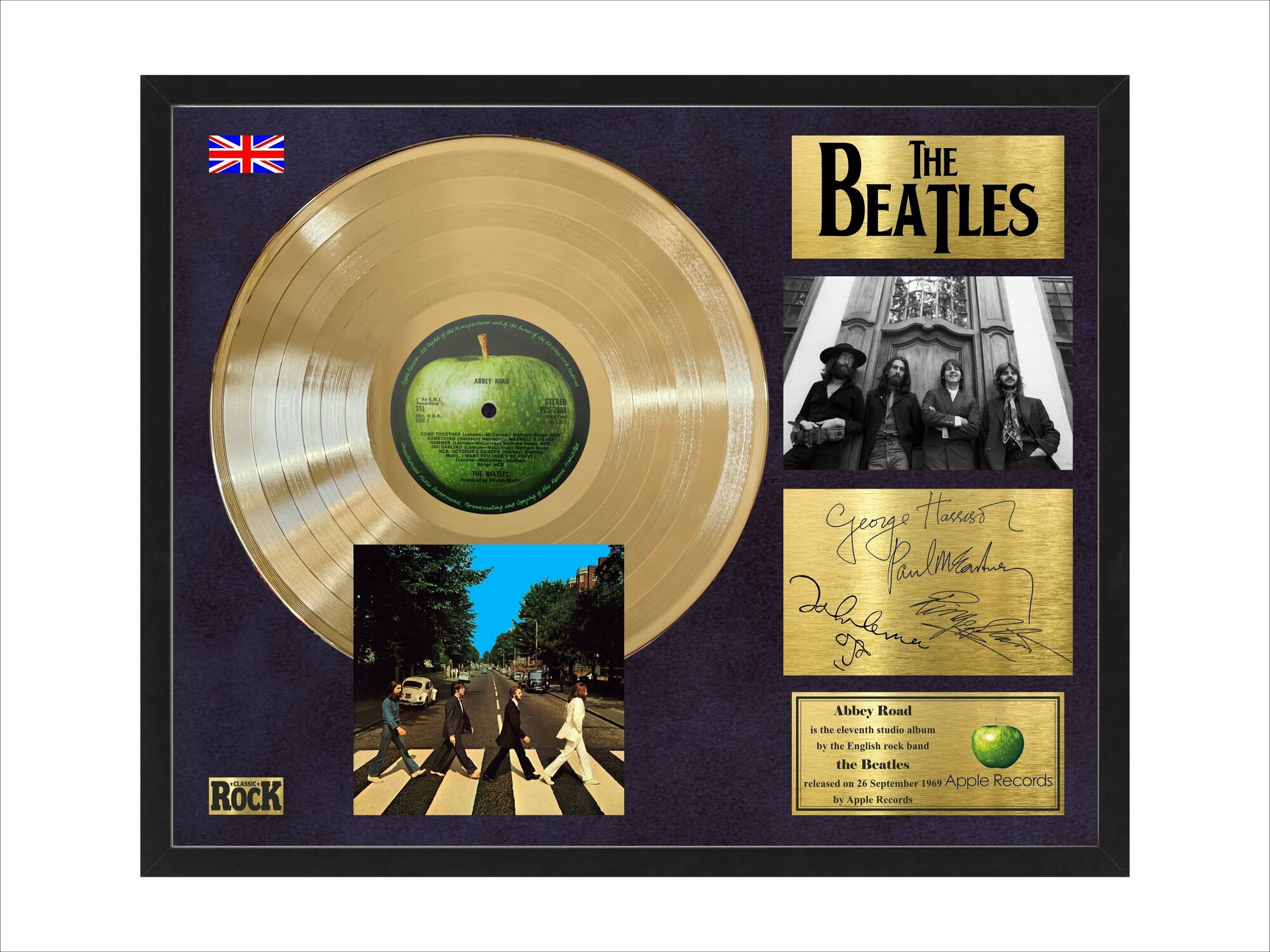 The Beatles Abbey road золотой виниловый диск в рамке