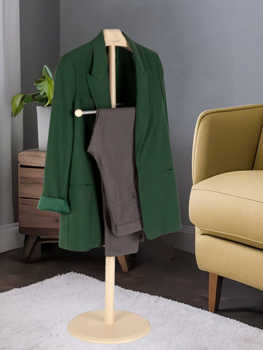 Вешалка напольная для одежды Prime классик h=100 см, массив бука цвет: слоновая кость