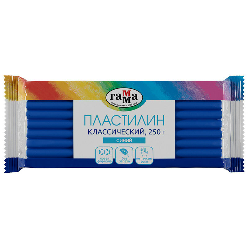 Пластилин Гамма "Классический", синий, 250г, 274072