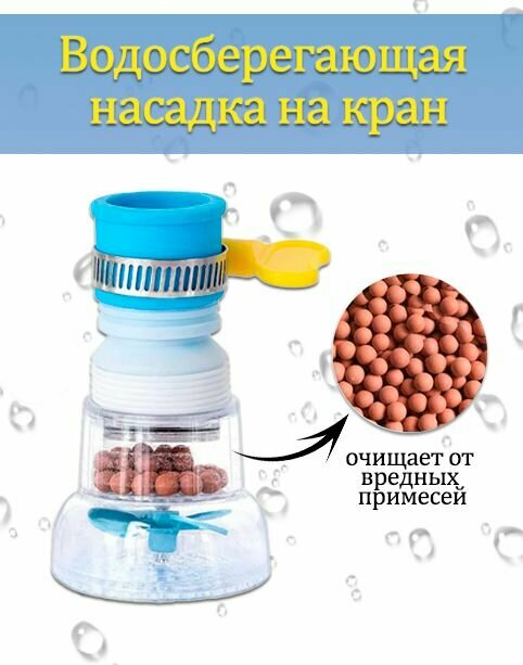 Аэратор на кран, цвет голубой / Насадка на кран гибкая / Рассеиватель воды