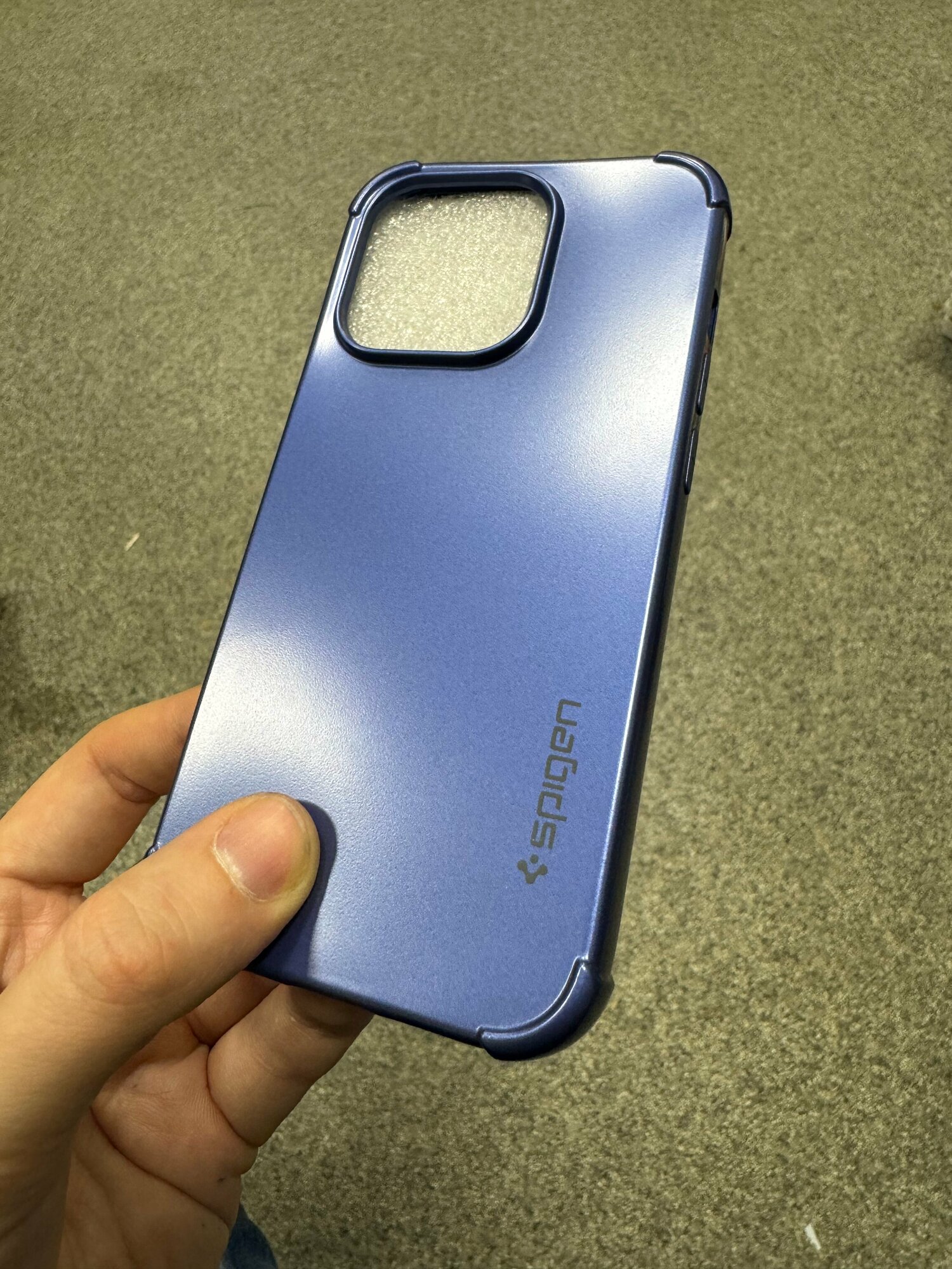 Чехол панель накладка бампер MyPads SPIGEN для iPhone 14 Pro тонкая силиконовая крышка синяя