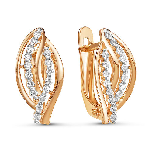 Серьги, золото, 585 проба, фианит
