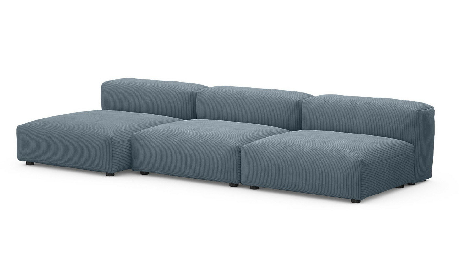 Диван с оттоманкой Фиджи (малый) Cilium Indigo NEW 315x137x62 см, синий Вельвет, нераскладной GOODFORM