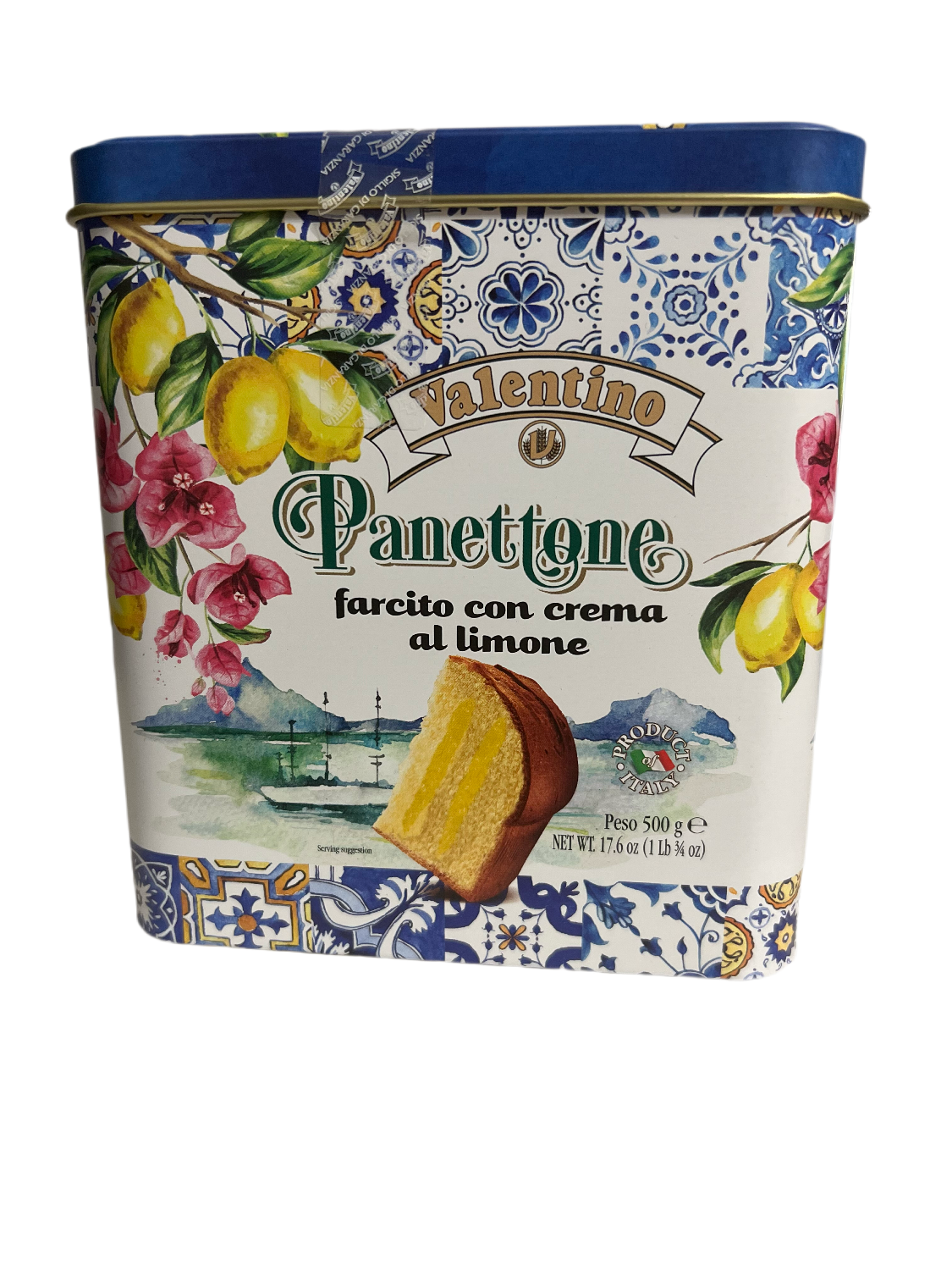 Кекс (кулич) VALENTINO Panettone с лимонным кремом, ж/б, 500 гр, Италия