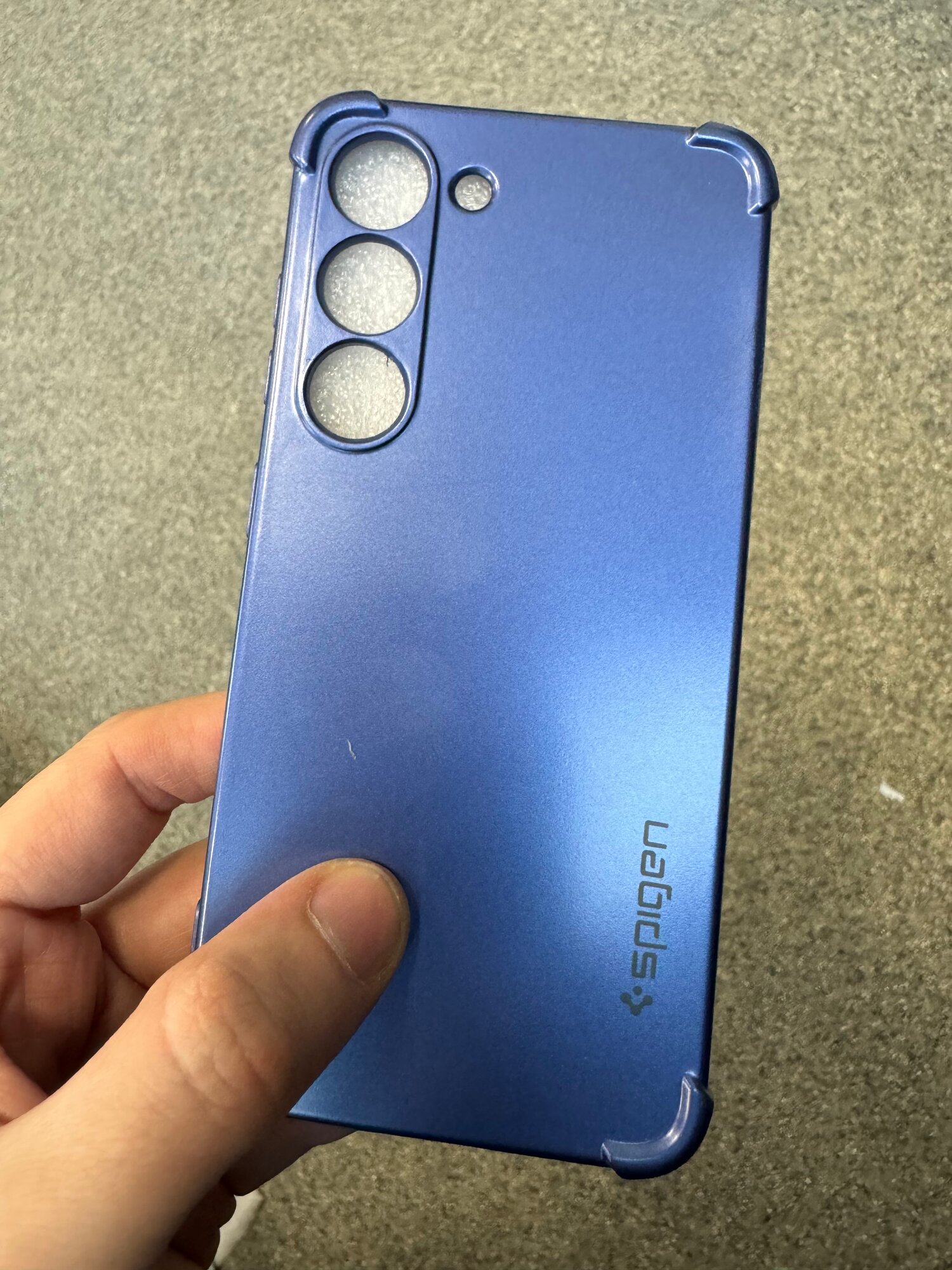 Чехол панель накладка бампер MyPads SPIGEN для Samsung Galaxy S23 тонкая силиконовая крышка противоударная синяя MyPads