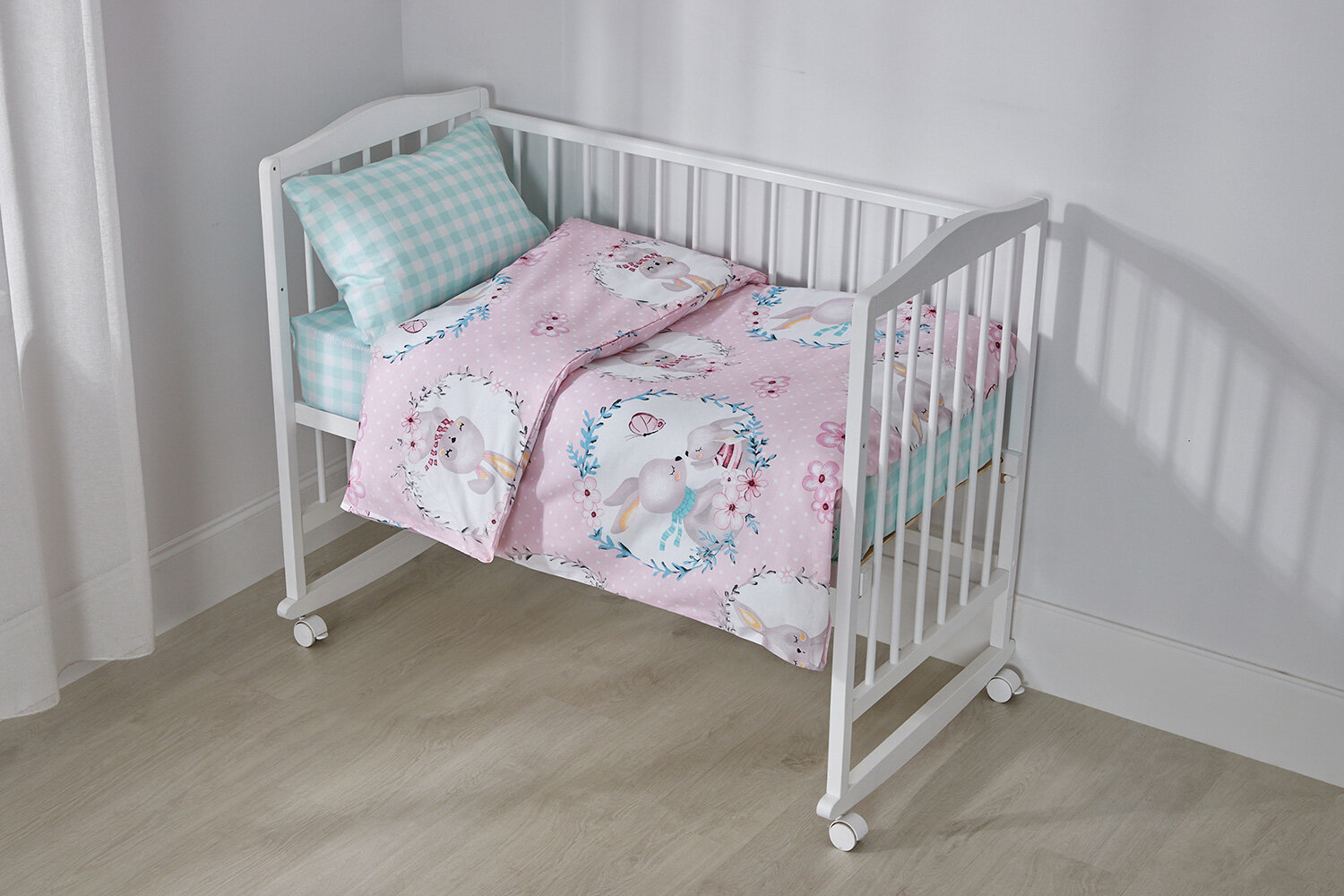 Постельное белье детское MICASA KIDS Magical forest наволочка 40х60 см, зелёный/розовый