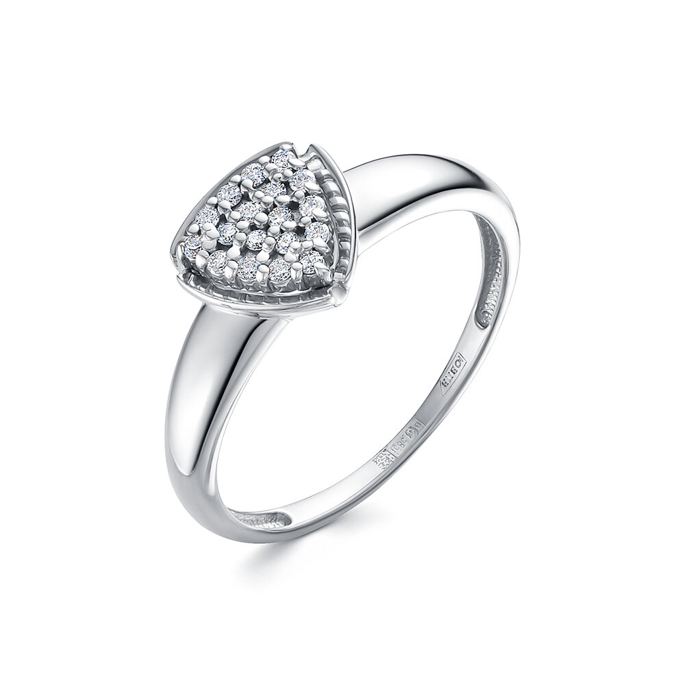 Кольцо, белое золото, 585 проба, родирование, бриллиант