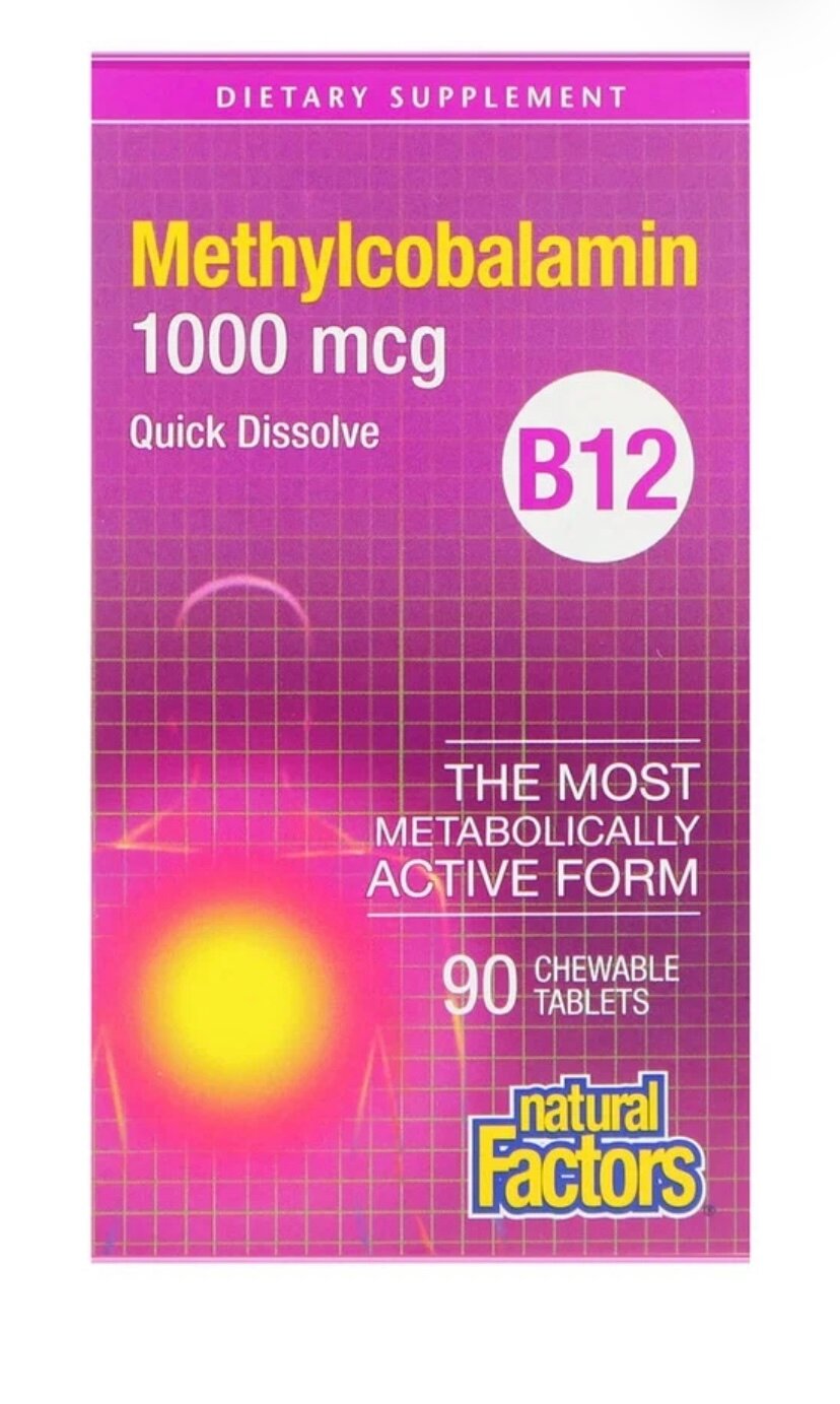 Таблетки Natural Factors Methylcobalamin B12, 80 г, 1000 мкг, 90 шт.