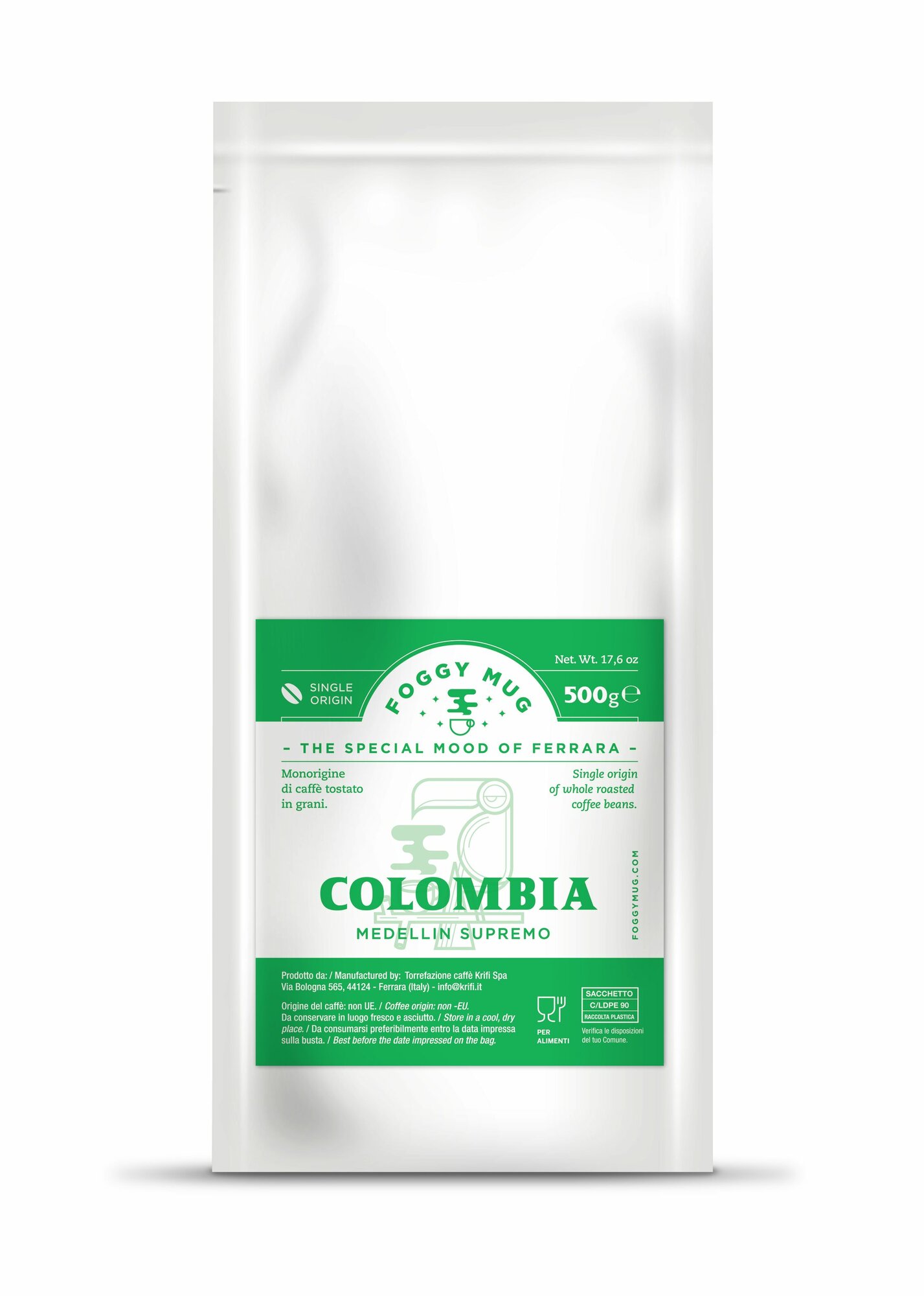 Кофе в зёрнах Krifi Колумбия Супремо, арабика премиум 500 г.